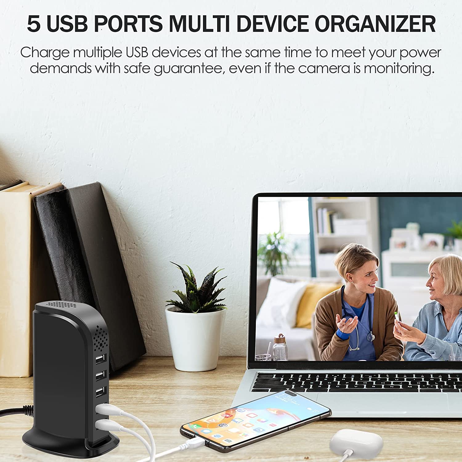 Hidden Camera USB Charger WiFi Spy Camera 5-Port USB Hub HD 1080P ...