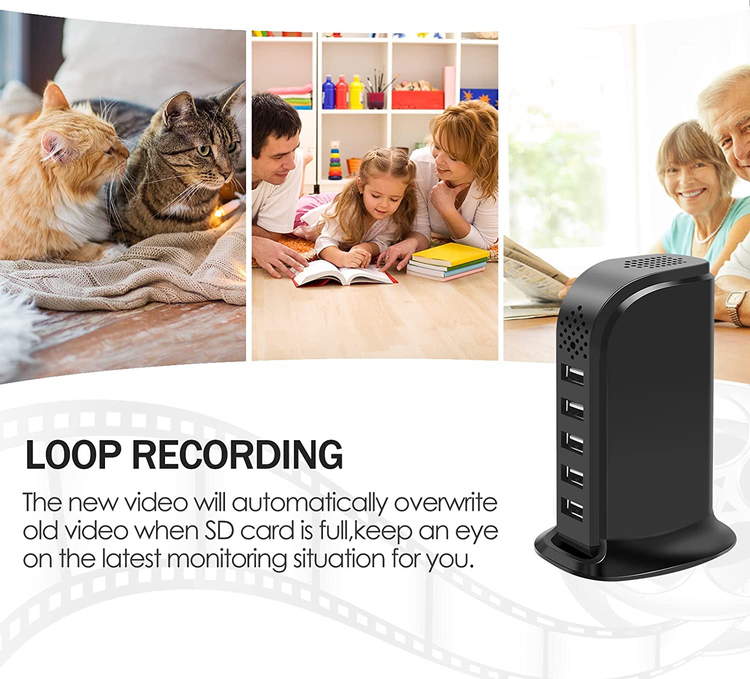 Hidden Camera USB Charger WiFi Spy Camera 5-Port USB Hub HD 1080P ...