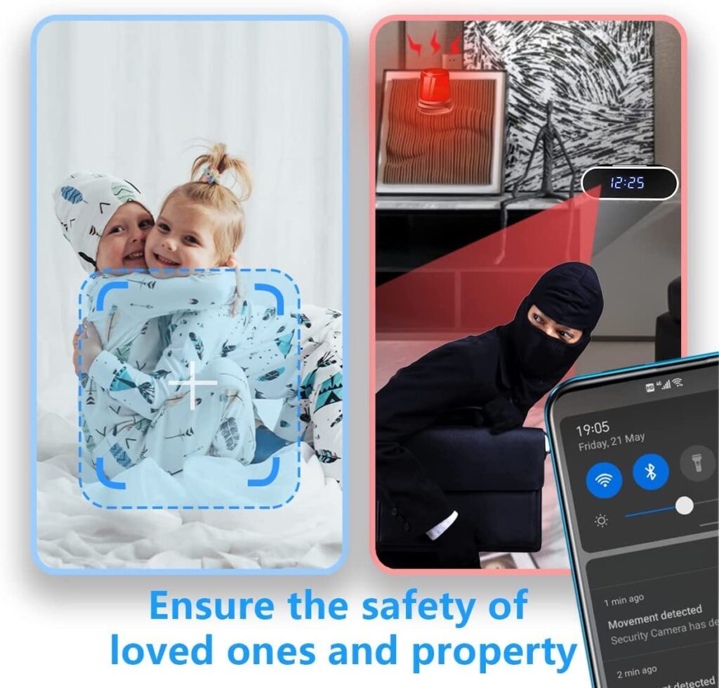 WiFi Hidden Camera with Clock, HD 1080P Indoor Security Camera with ...